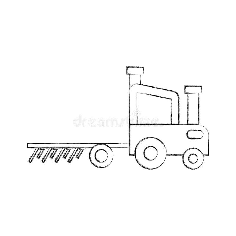 Tractor farm with rake stock vector. Illustration of rake - 95489366