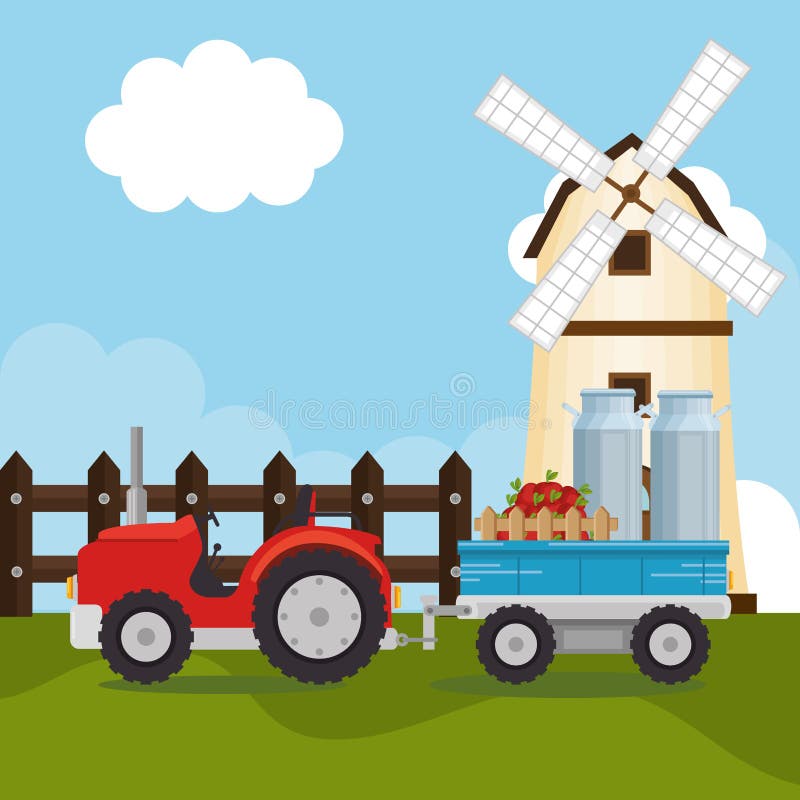 Sketch Farm Scene Tractor Stock Illustrations – 65 Sketch Farm Scene ...