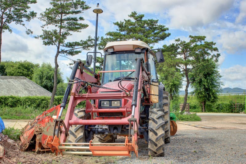 Tractor stock photo. Image of farmland, asia, tree, skies - 32332364