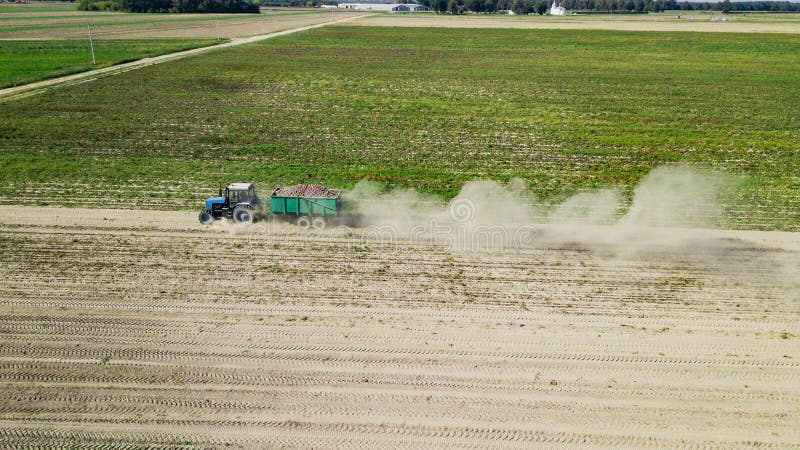 Tractor in a Farmer Field Top View Stock Photo - Image of beautiful ...