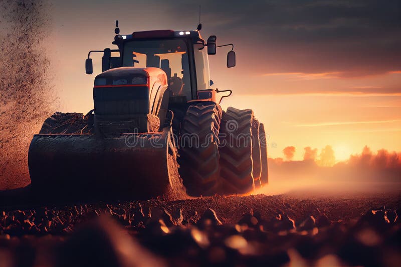 Tractor in the Field at Sunset. Tractor in the Field at Sunset ...
