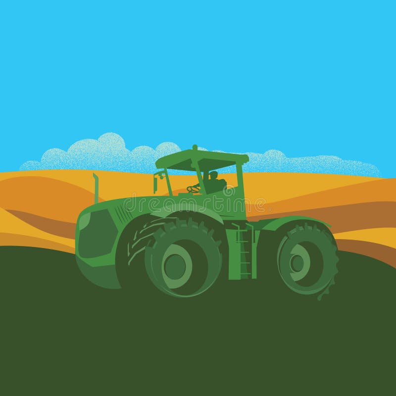 Tractor in the field stock vector. Illustration of cover - 215477048