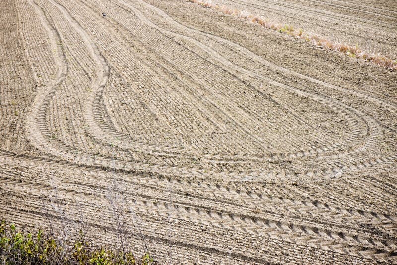 Tractor Footprints on Plowed Field - Full Frame Image Stock Image ...
