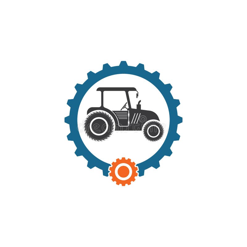 Tractor in Gear, Machinery Dealer, Logo Design. Agricultural Machinery ...