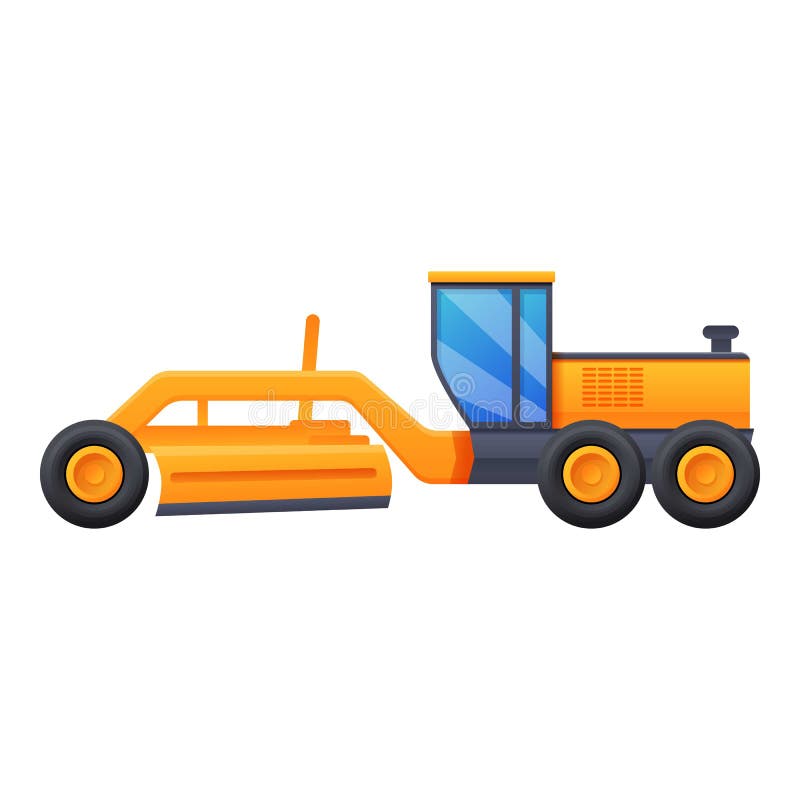 Road Grader Machine Icon, Cartoon Style Stock Vector - Illustration of ...