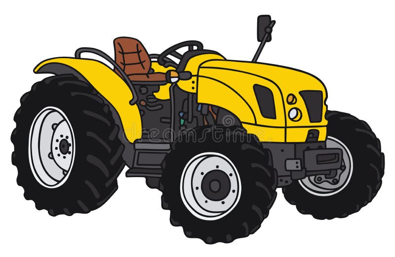 The Yellow Tractor with a Steel Tank Stock Vector - Illustration of ...