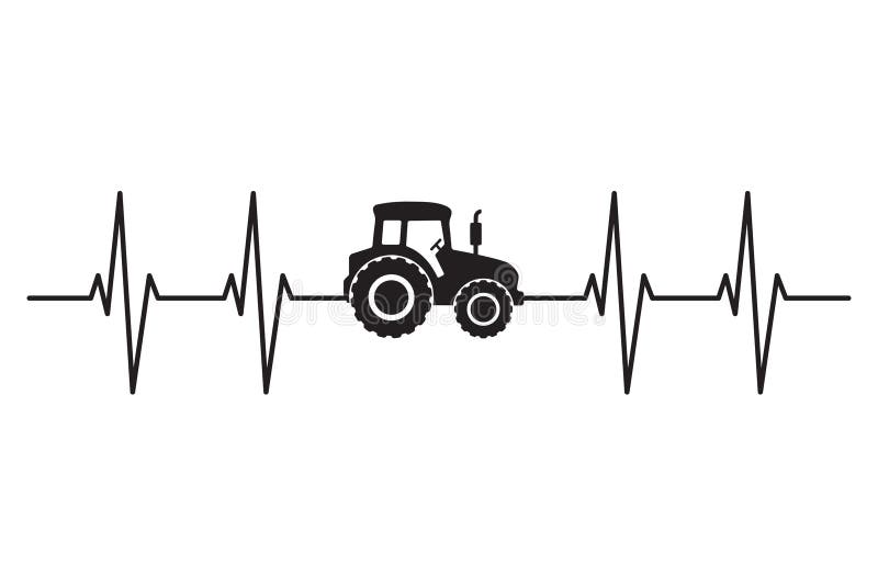 Tractor Heartbeat Ekg Tractor Farm Heart Beat Stock Vector