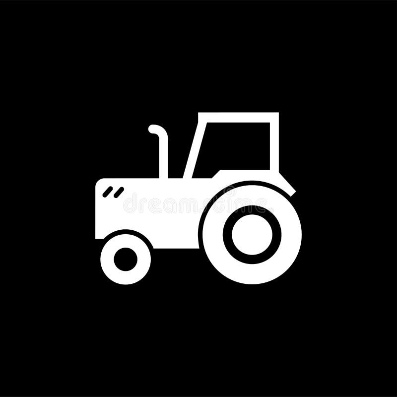 Tractor Icon on Black Background. Black Flat Style Vector Illustration ...