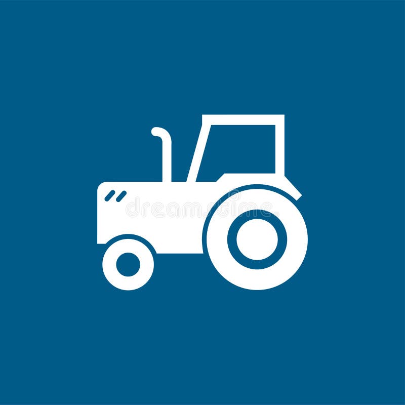 Tractor Icon on Blue Background. Blue Flat Style Vector Illustration ...