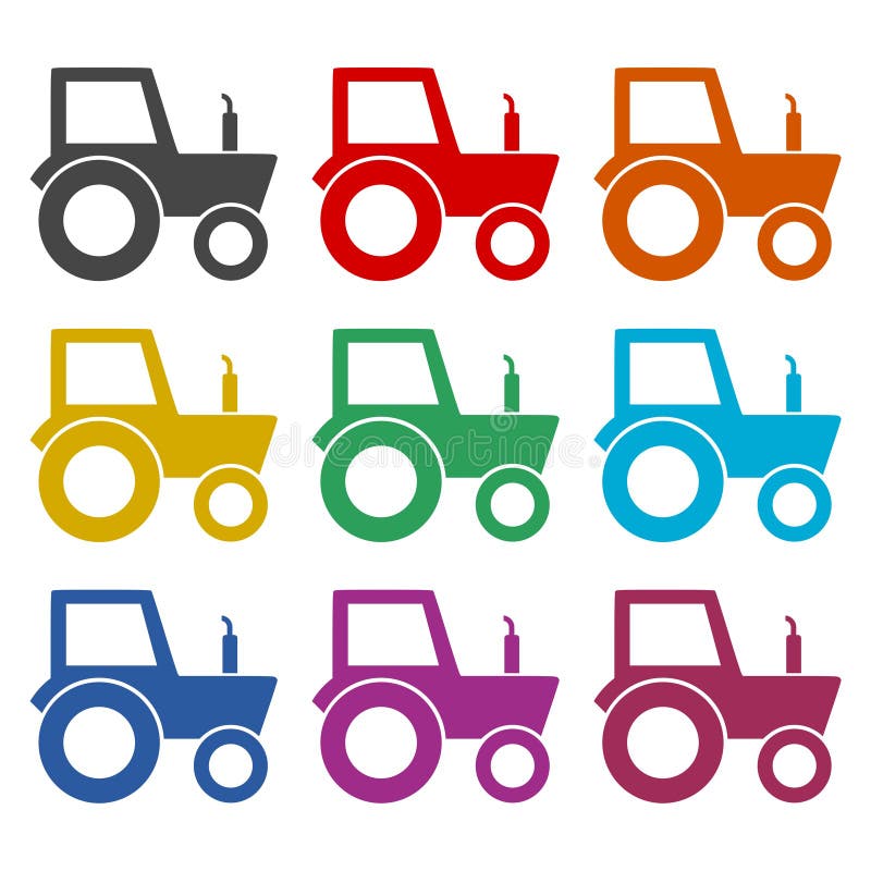 Tractor Icon, Color Icons Set Stock Vector - Illustration of symbol ...