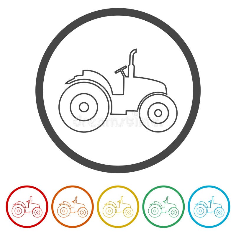 Tractor Icons Set, 6 Colors Included Stock Illustration - Illustration ...