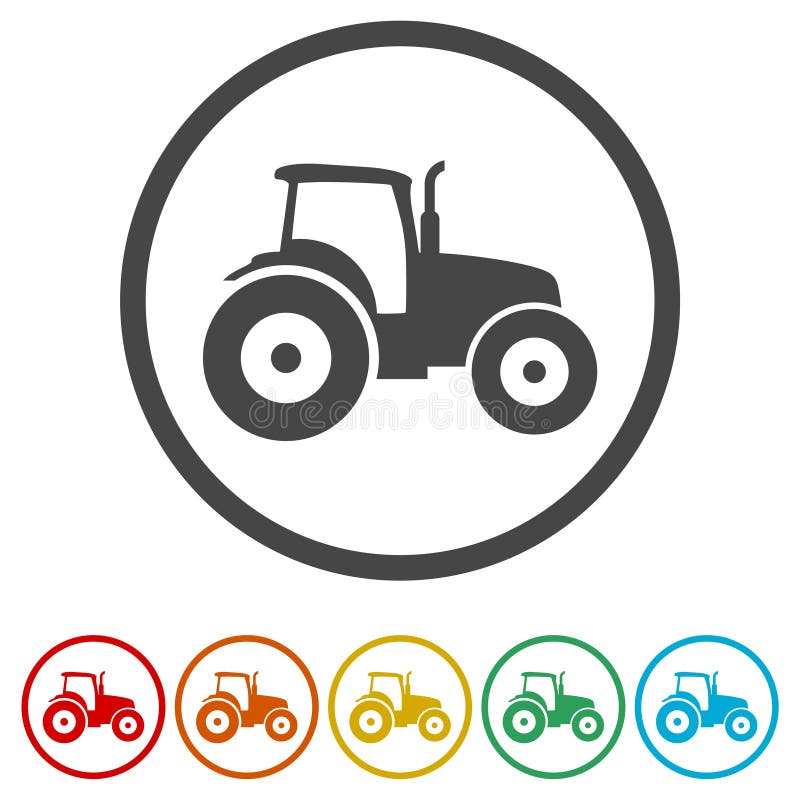 Tractor Icons Set, 6 Colors Included Stock Vector - Illustration of ...