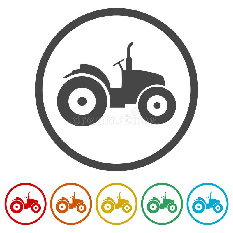 Tractor Icons Set, 6 Colors Included Stock Vector - Illustration of ...