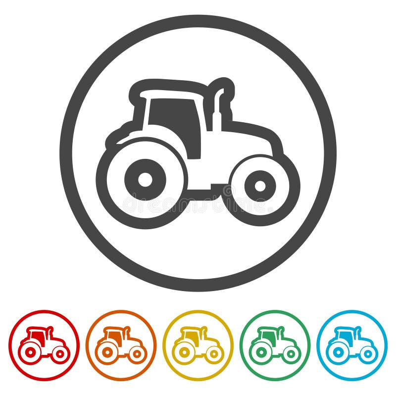 Tractor Icons Set, 6 Colors Included Stock Vector - Illustration of ...