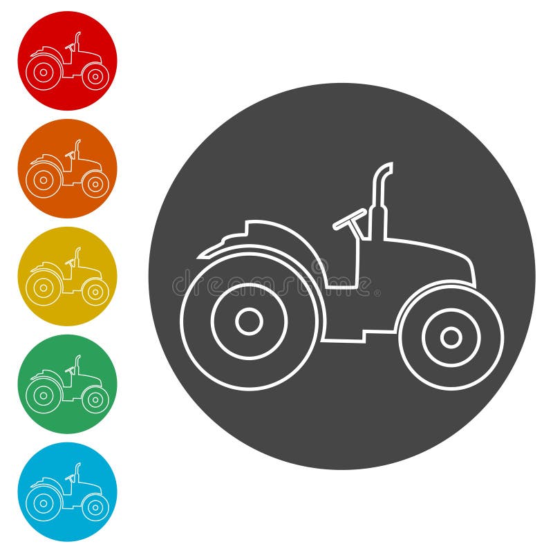 Tractor Icons set stock illustration. Illustration of harvest - 108630684