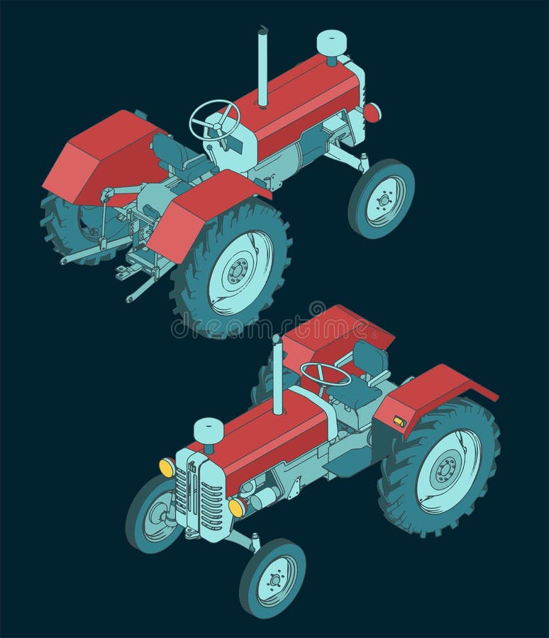 Stylized Tractor drawings stock vector. Illustration of farming - 173786612