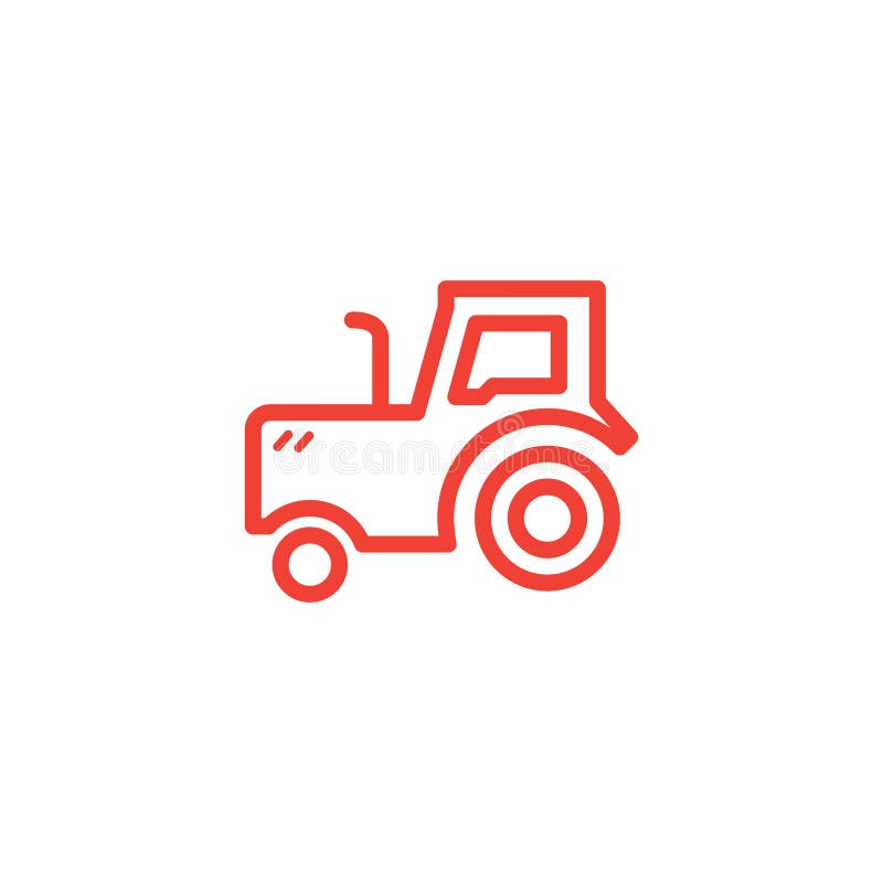 Tractor Line Red Icon on White Background. Red Flat Style Vector ...