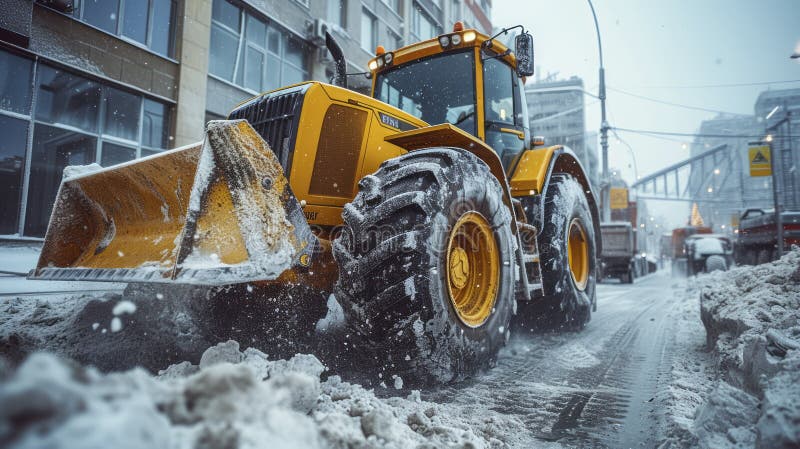 A Tractor Loader Hard at Work, Transferring Dirty Snow into a Truck ...