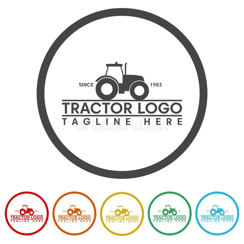 Tractor Logo Icon. Set Icons in Color Circle Buttons Stock Vector ...