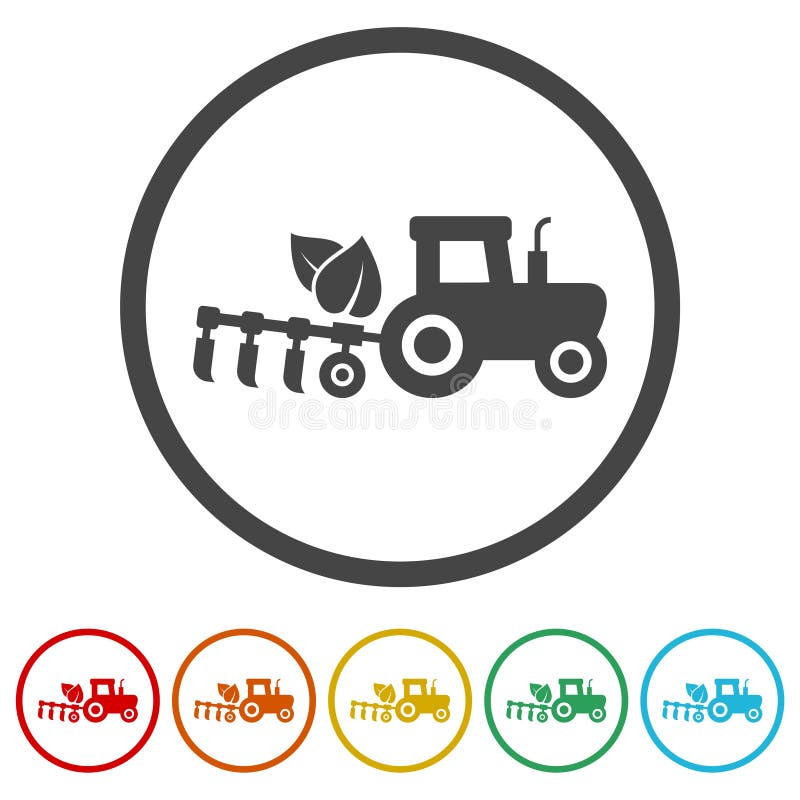 Tractor Logo. Set Icons in Color Circle Buttons Stock Vector ...