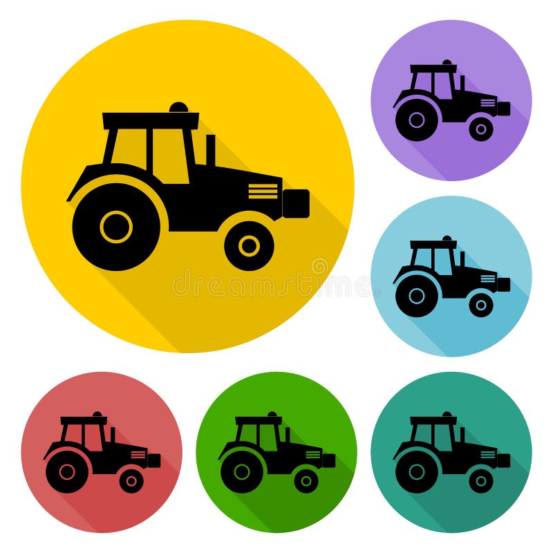 Tractor with Long Shadow Set Stock Illustration - Illustration of ... Tractor with Long Shadow Set Stock Illustration - Illustration of ...