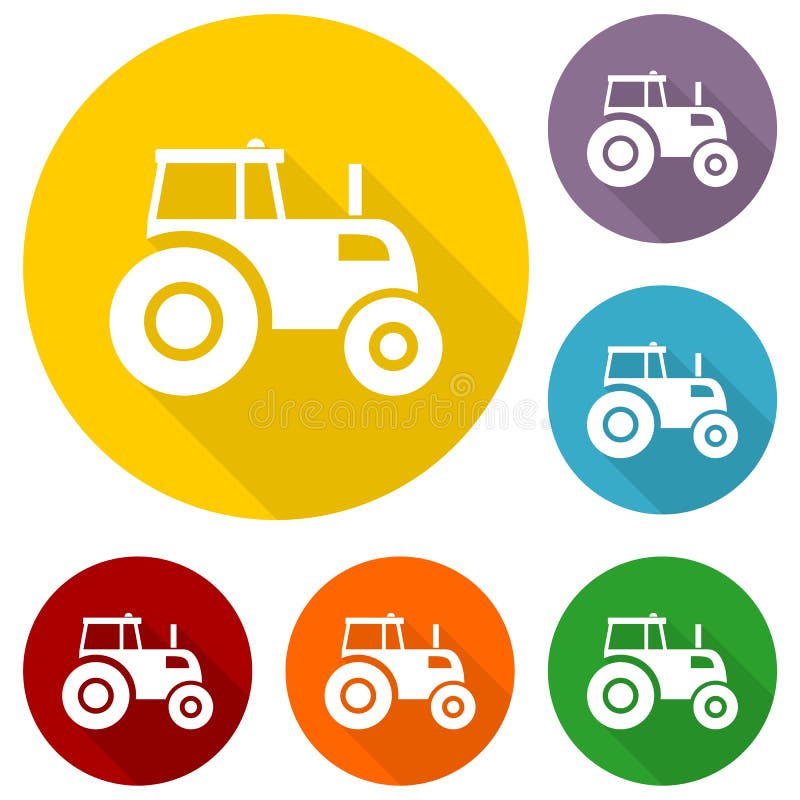 Tractor with Long Shadow Set Stock Vector - Illustration of ... Tractor with Long Shadow Set Stock Vector - Illustration of ...