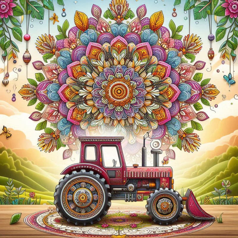 A tractor mandala stock illustration. Illustration of tractor - 326388468