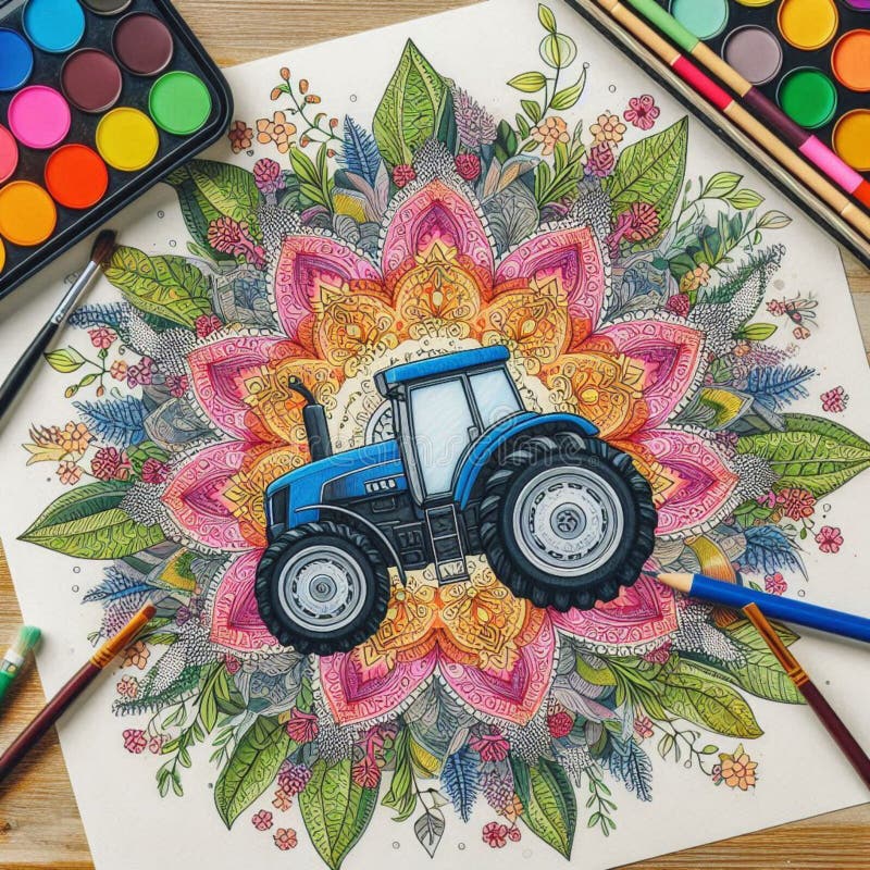 A tractor mandala stock illustration. Illustration of design - 326388485