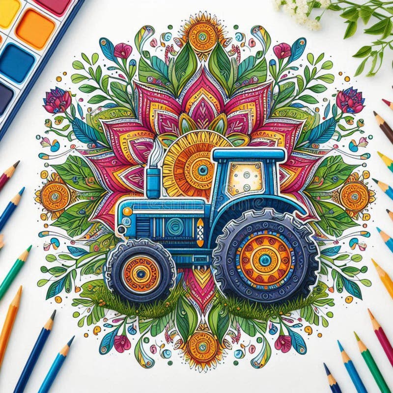 A tractor mandala stock illustration. Illustration of transportation ...