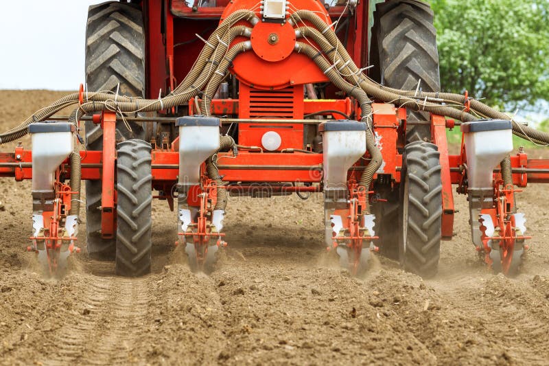 Tractor with Mounted Crop Seeder Stock Image - Image of seed, agronomy ...