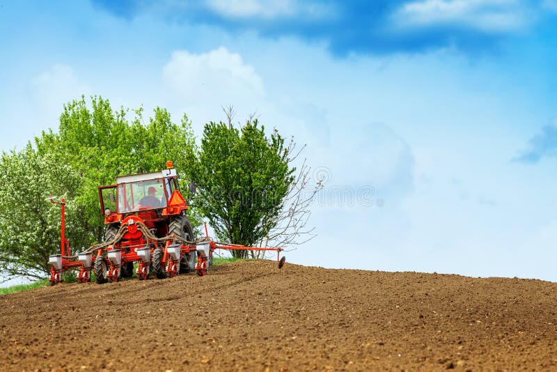 Tractor with Mounted Crop Seeder Editorial Photo - Image of landscape ...
