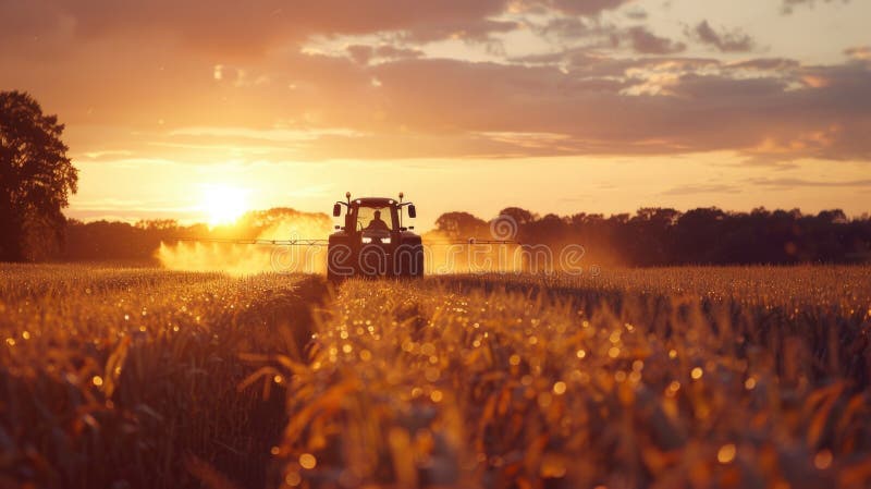 A Tractor Moving through a Lush Corn Field. Ideal for Agricultural ...