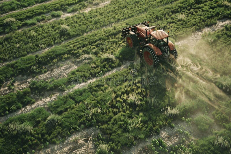 A Tractor Moving through a Lush Green Field. Suitable for Agricultural ...