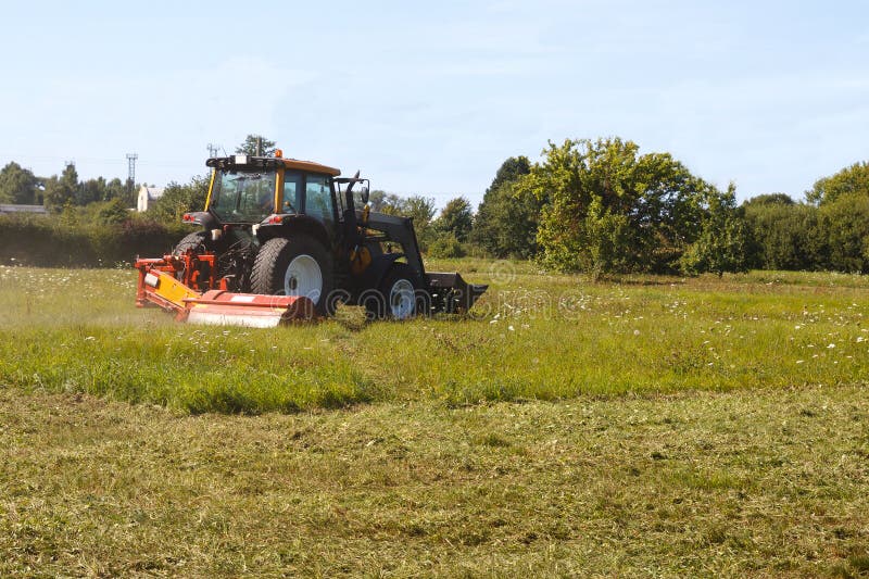 Tractor mows the lawn stock image. Image of mowing, cutting - 39602967