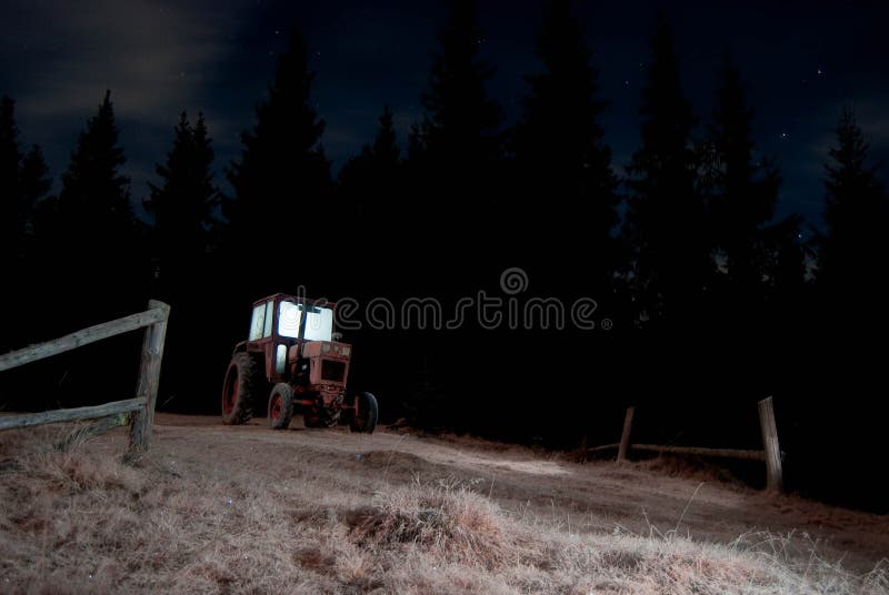 Tractor night stock photo. Image of stars, rural, night - 16803292
