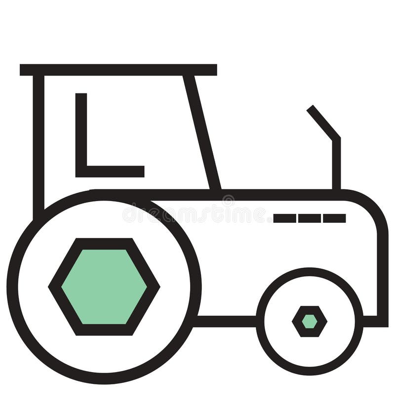 Tractor Outline and Filled Isolated Vector Icon that Can Be Easily ...
