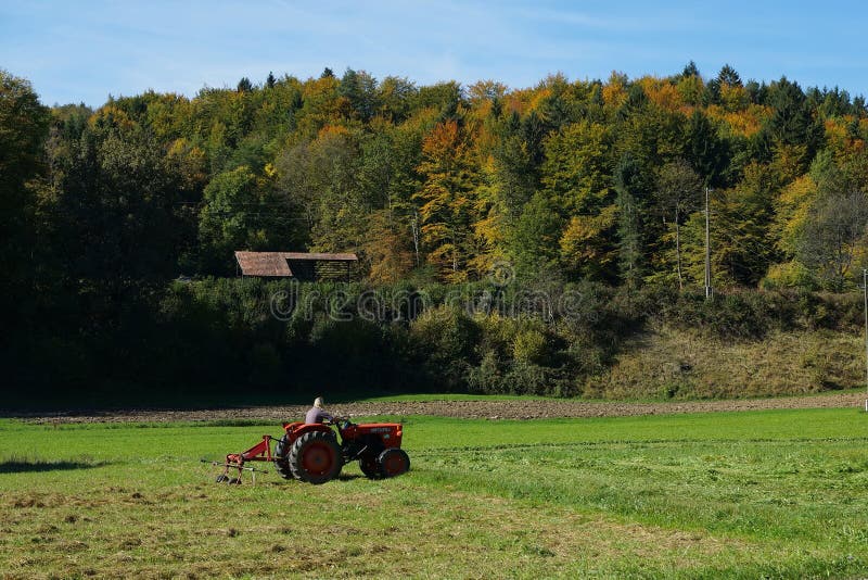 Tractor on pasture stock image. Image of genuine, environment - 28182103