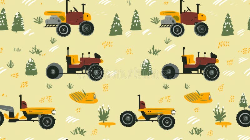 Tractor Pattern. Children S Illustration, Pattern for Wallpaper ...