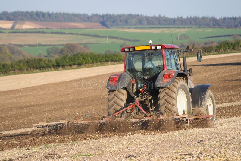 Tractor Ploughing Farm Field Stock Image - Image of farmhouse, field: 54371