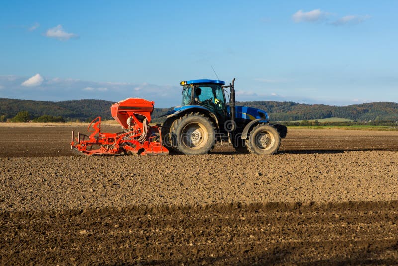 Tractor in plowed field stock photo. Image of land, agricultural - 88139232