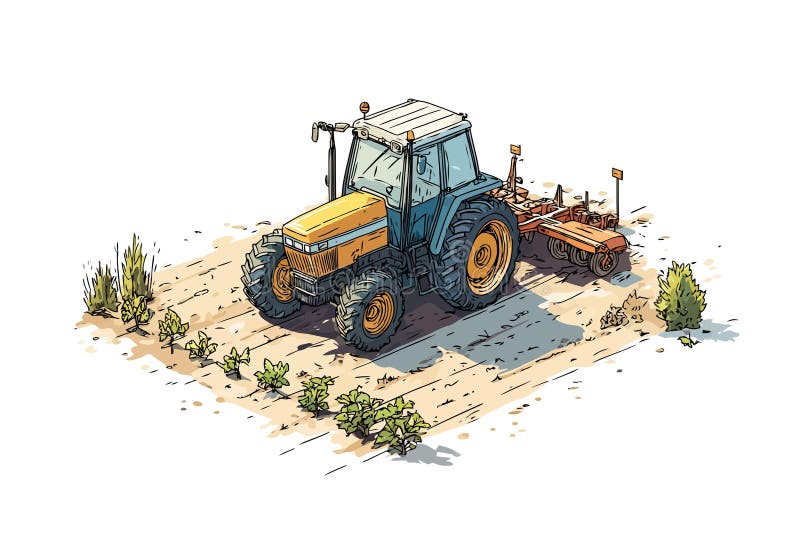 Tractor Plowing Cropland Isometric Isolated Stock Vector - Illustration ...