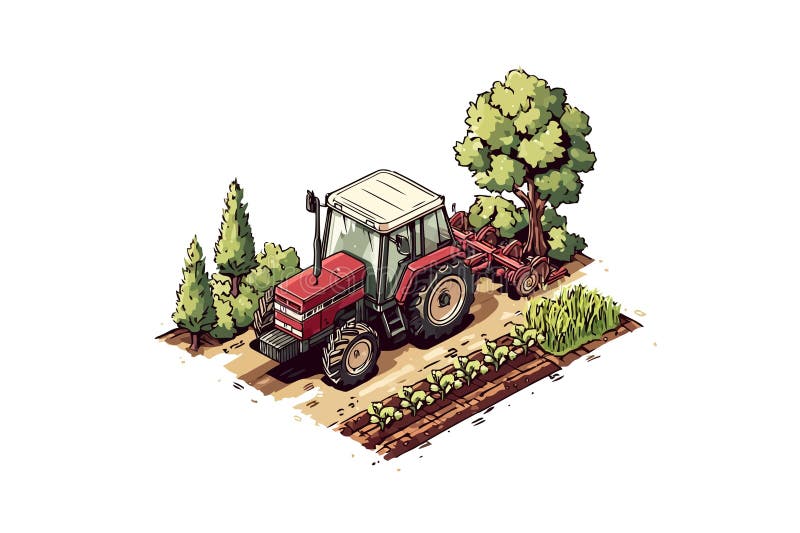 Tractor Plowing Cropland Isometric Isolated Stock Vector - Illustration ...