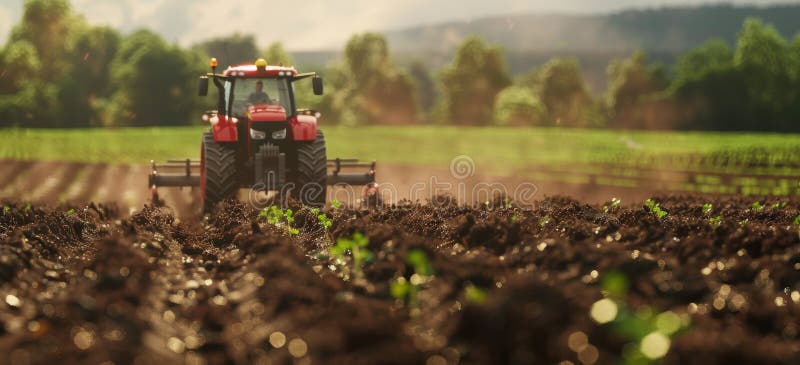Tractor Plowing Field of Crops Stock Image - Image of crops ...