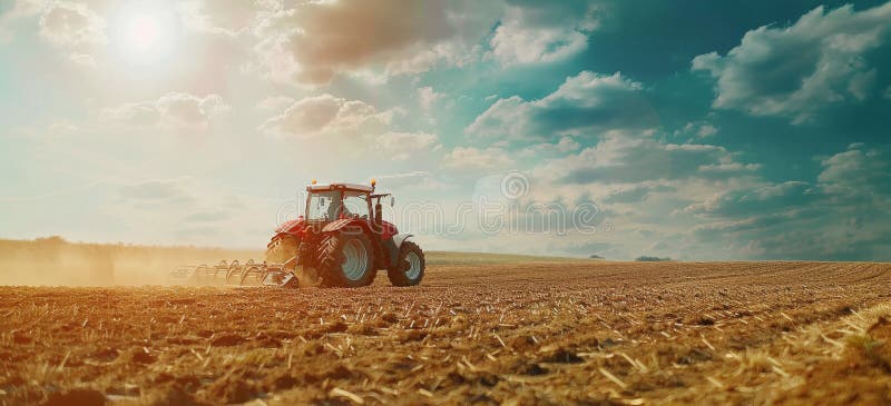 Tractor Plowing a Field in the Sun Stock Photo - Image of sunlight ...