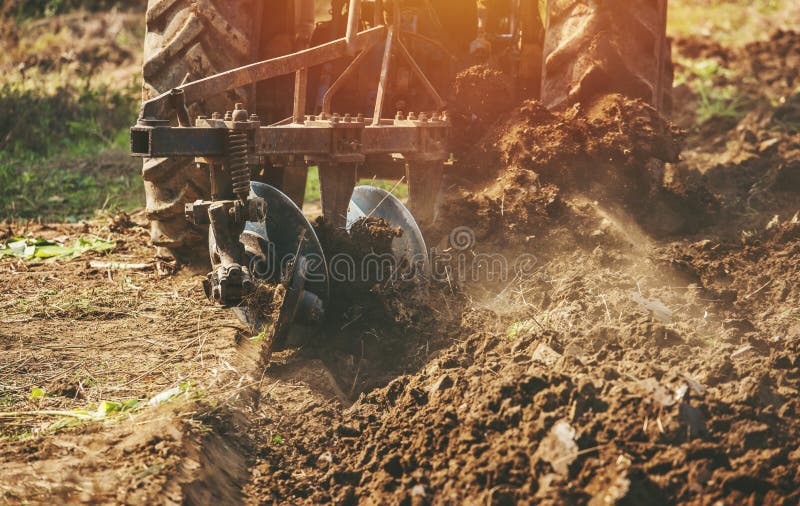 Tractor Plowing Fields Preparing Land for Sowing Stock Image - Image of ...