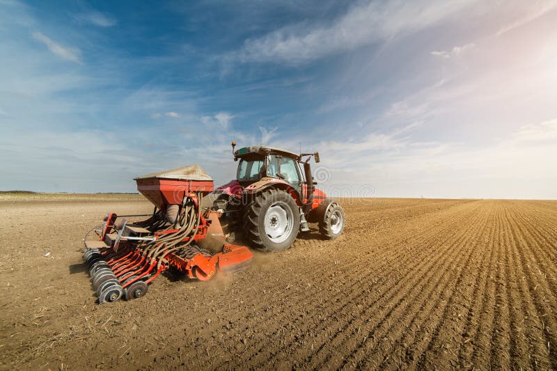 Tractor Plowing Fields -preparing Land for Sowing in Autumn Stock Photo ...