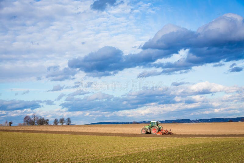 Tractor Plowing in the Spring Stock Image - Image of agriculture, plow ...