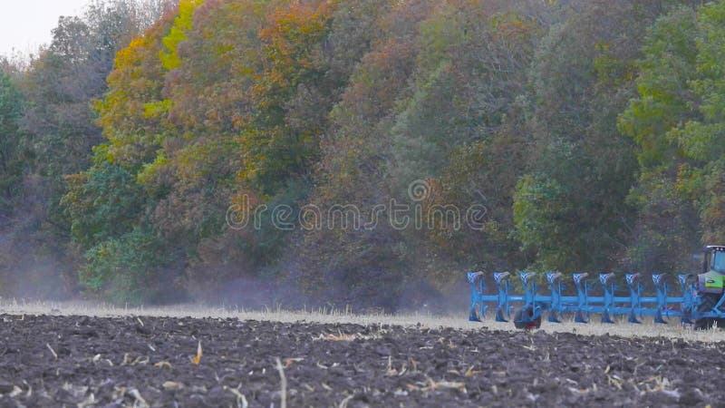 Processing the Field with a Tractor. the Tractor is Processing the ...