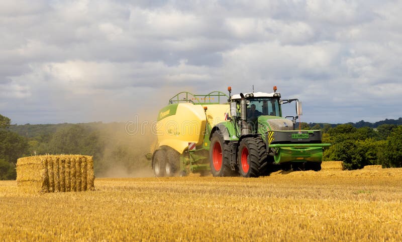 Baling Machine with Tractor Stock Image - Image of trees, farming: 15624483