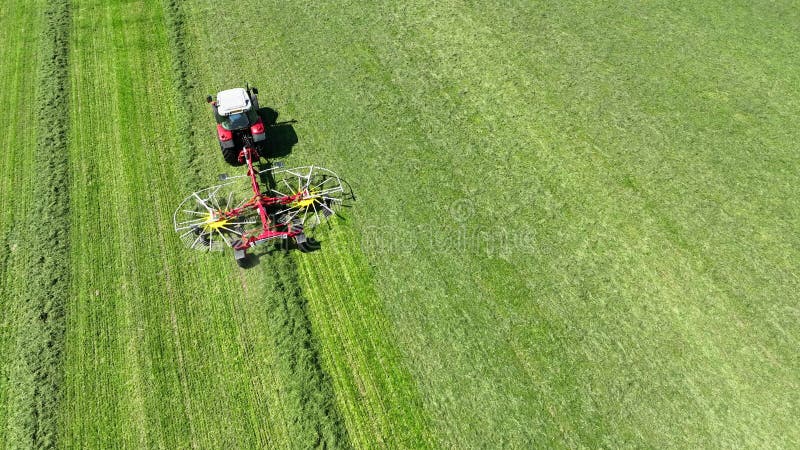 Tractor Pulling A Rotary Rake Stock Footage Video Of Angle Activity